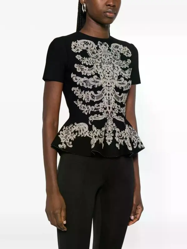 Alexander McQueen Jacquard Peplum Hem T-shirt