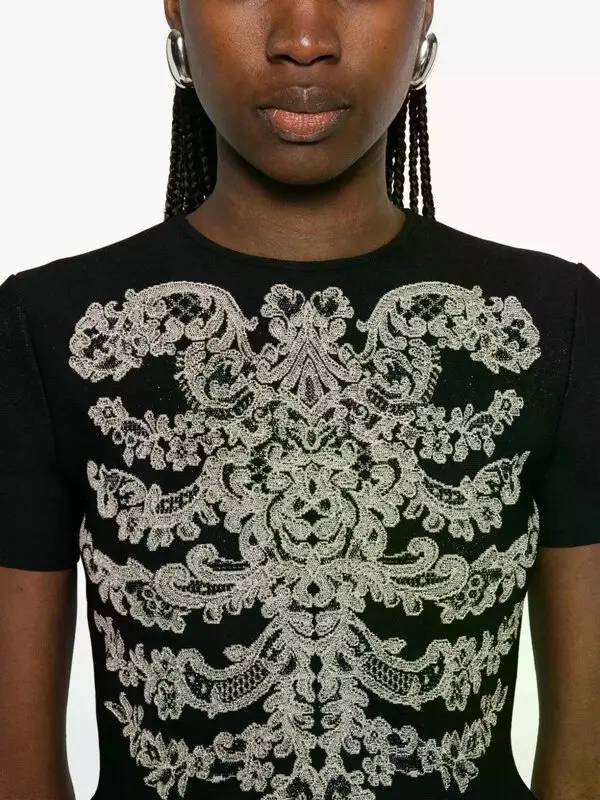 Alexander McQueen Jacquard Peplum Hem T-shirt