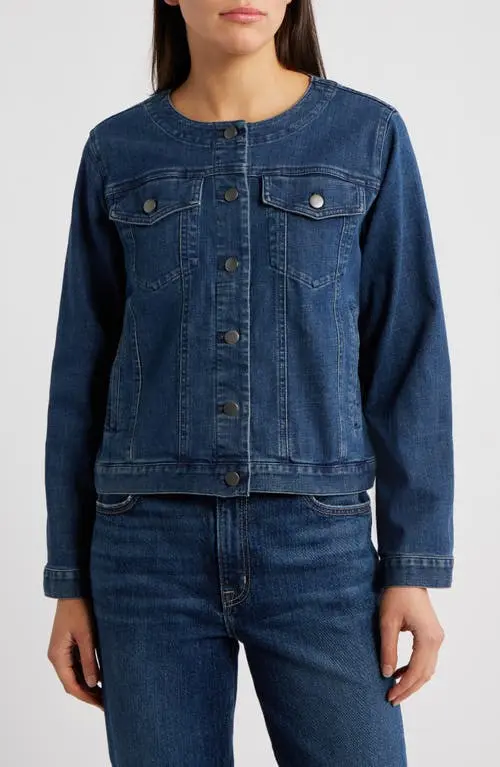 Eileen Fisher Round Neck Denim Jacket