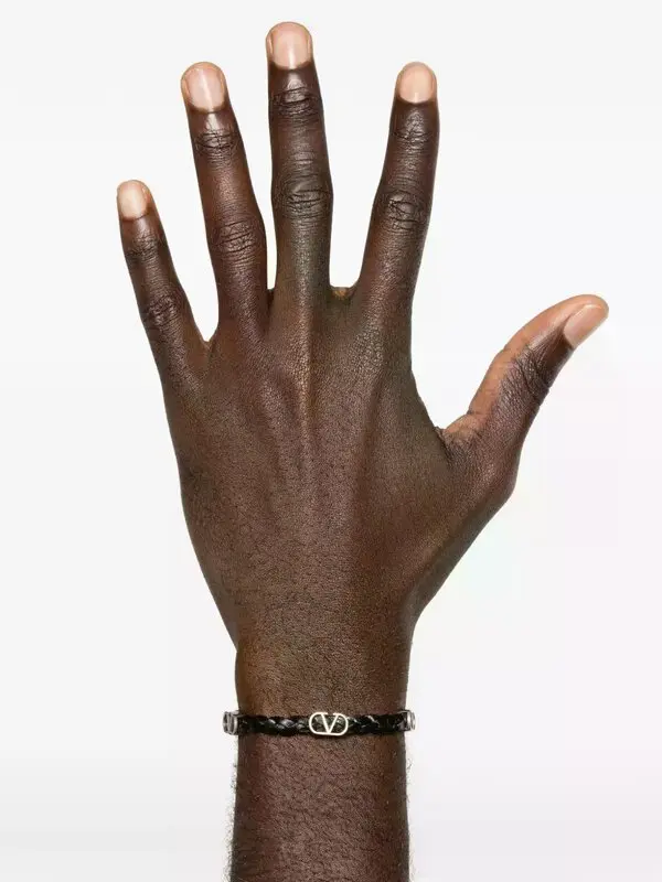 Valentino Garavani Vlogo Braided Leather Bracelet
