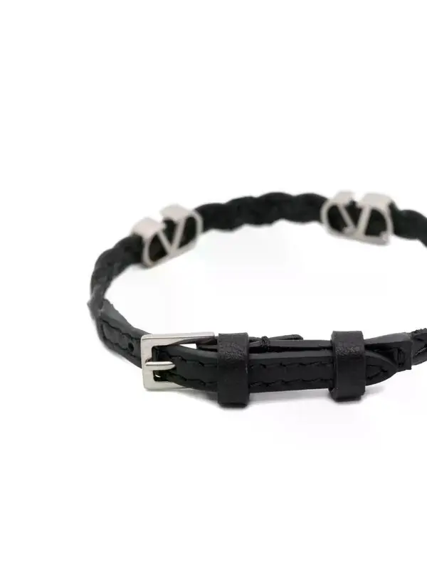 Valentino Garavani Vlogo Braided Leather Bracelet