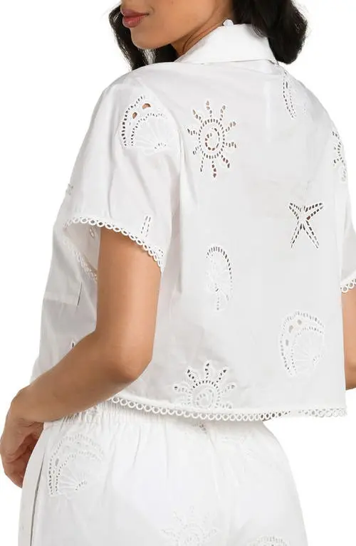 La Blanca Bayside Crop Cotton Cover-up Shirt