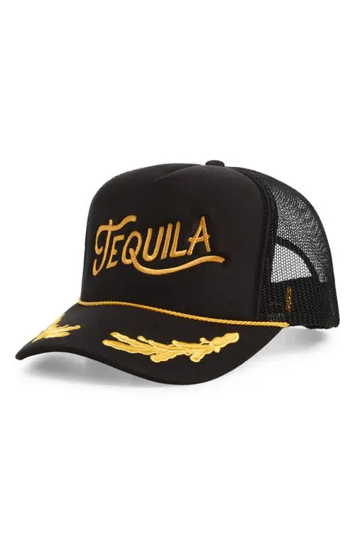 LOCAL BEACH Tequila Embroidered Trucker Hat - Captain Black/gold