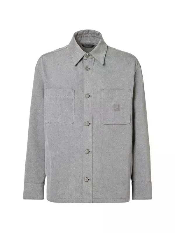 Fendi Embroidered Denim Shirt - Grey