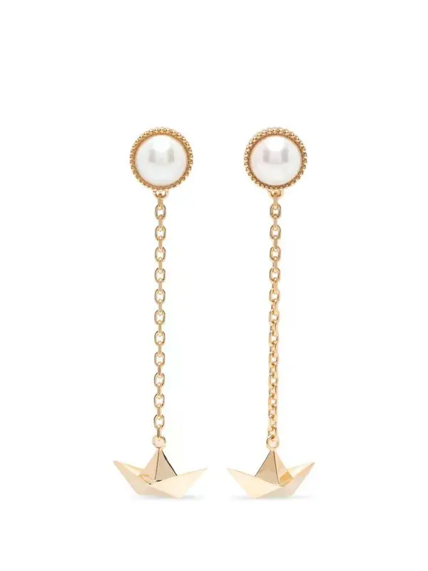 Vivetta Pearl-embellished Paper Boat Earrings - Gold