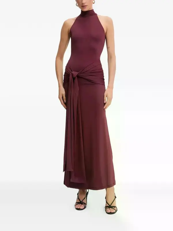 Bardot Knot-detail Maxi Dress - Red