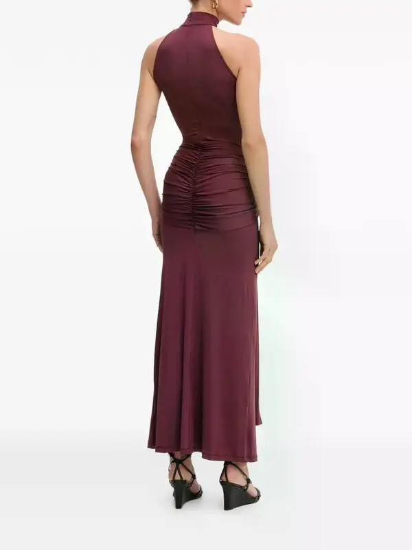 Bardot Knot-detail Maxi Dress - Red