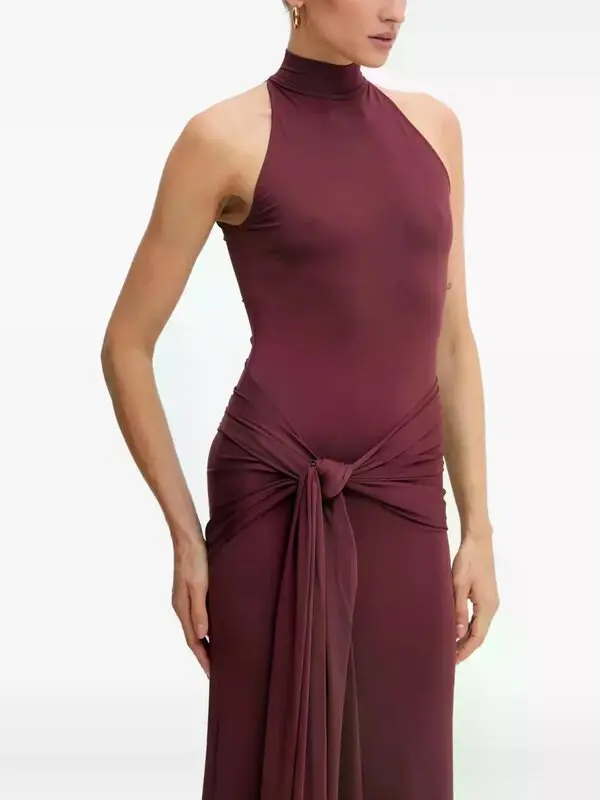 Bardot Knot-detail Maxi Dress - Red