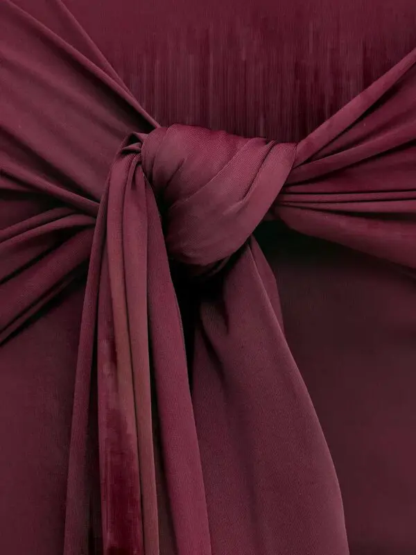 Bardot Knot-detail Maxi Dress - Red