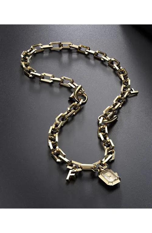 FERRAGAMO Watch Charm Chain Link Necklace