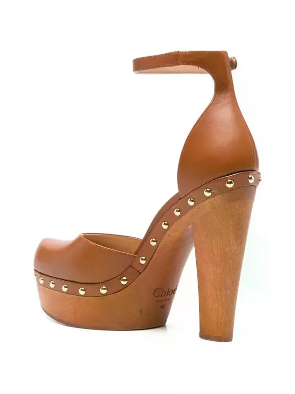 Chloé Lola Studded Heeled Pumps - Brown