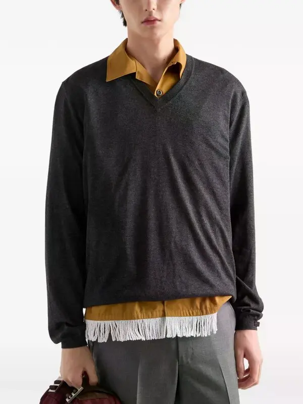 Prada V-neck Sweater - Grey