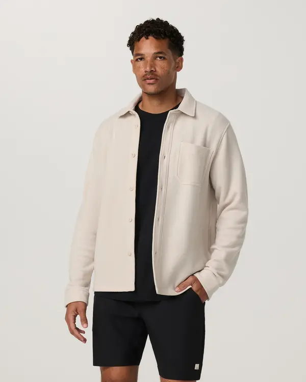 Vuori Beach Fleece Shirt Jacket - Bone Heather