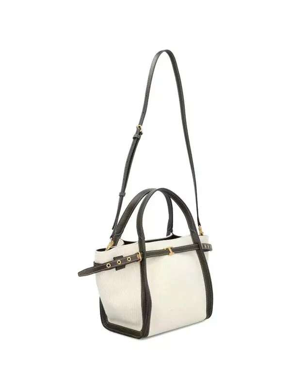 TOD'S T Buckle Canvas Tote - Neutrals