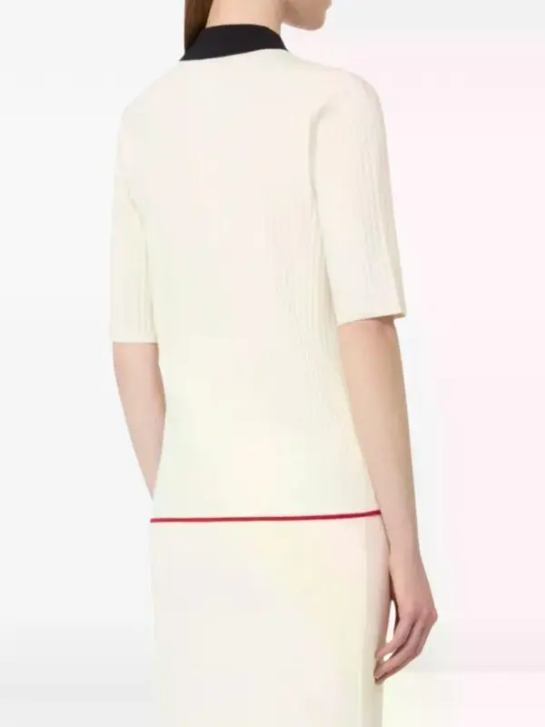 Max Mara Button Ribbed Polo Top