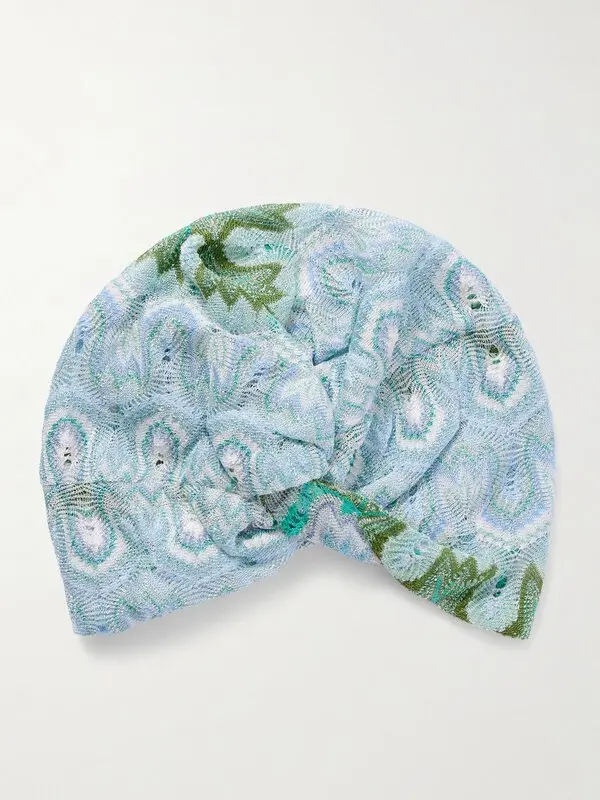 Missoni Metallic Crochet-knit Turban - Blue