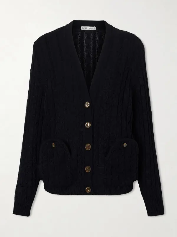 BLAZÉ MILANO Ket Cable-knit Cotton Cardigan