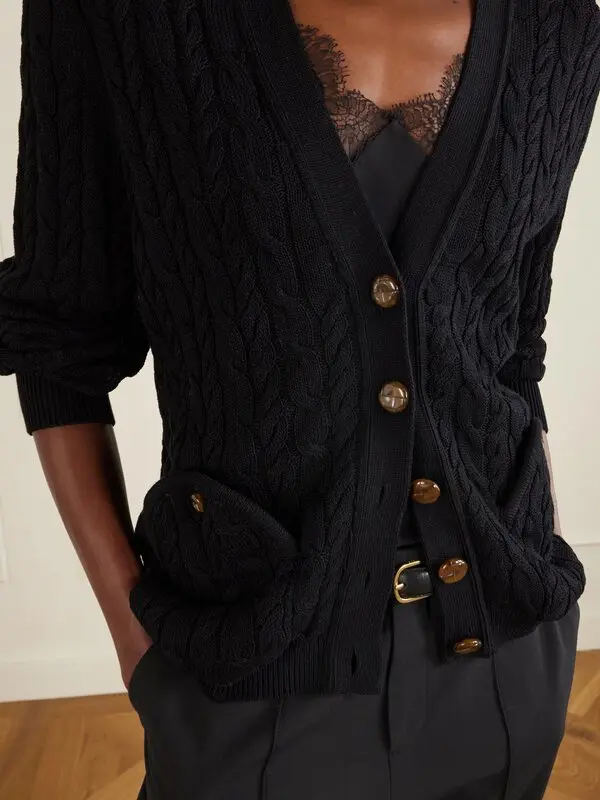 BLAZÉ MILANO Ket Cable-knit Cotton Cardigan