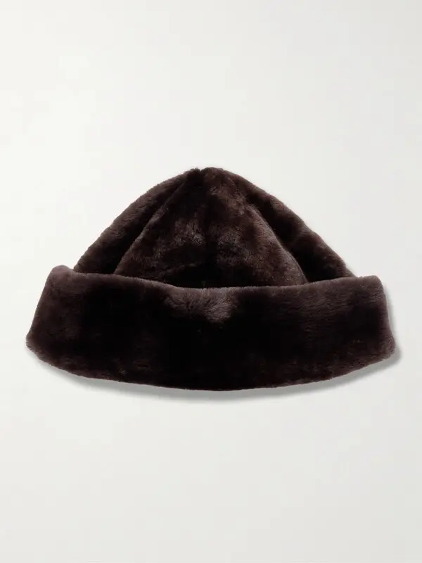 Nour Hammour Shearling Beanie - Brown