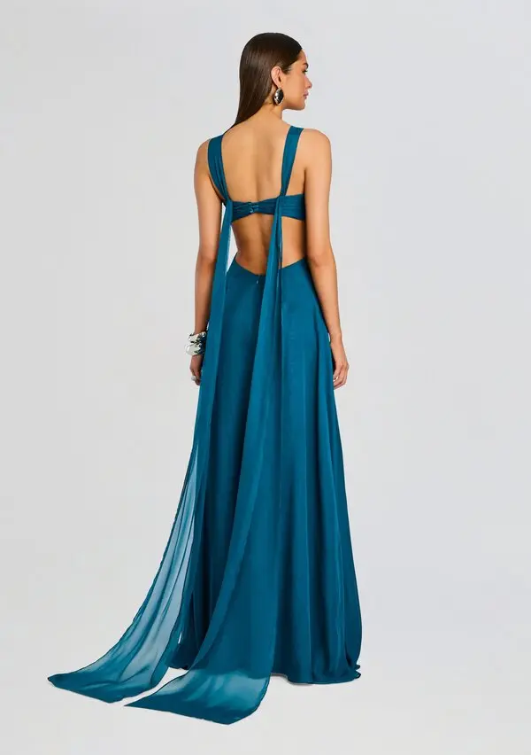Retrofete Meira Chiffon Dress - Teal