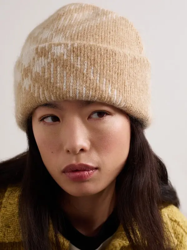 Burberry Checked Mohair-blend Beanie