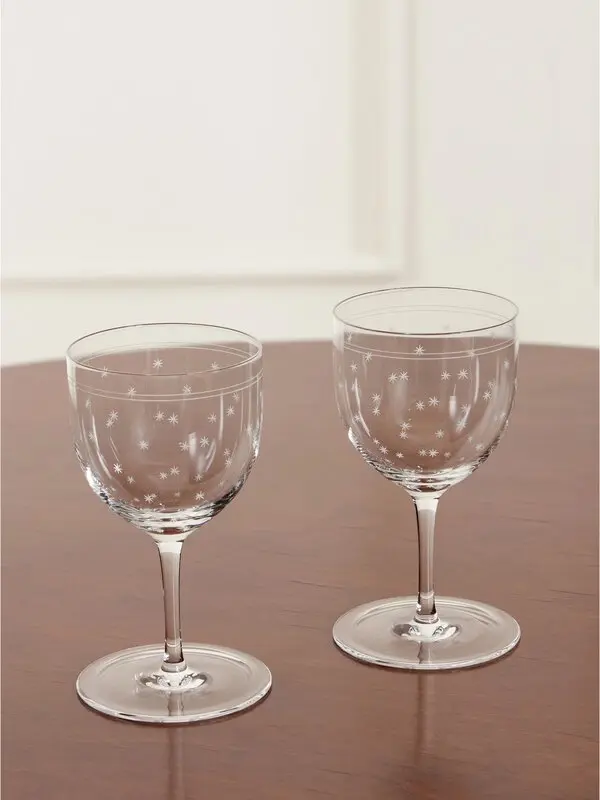 LOBMEYR Rothschild Stars Set Of Two Crystal Wine Glasses - Neutrals