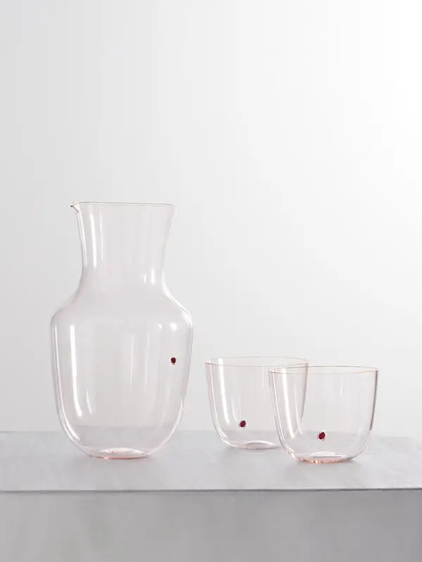 LOBMEYR Alpha Set Of Two Crystal Glass Tumblers And Pitcher - Pink