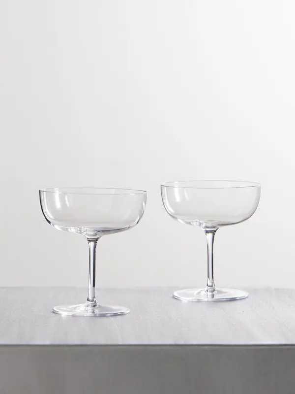 LOBMEYR Set Of Two Crystal Glass Champagne Coupes - Neutrals