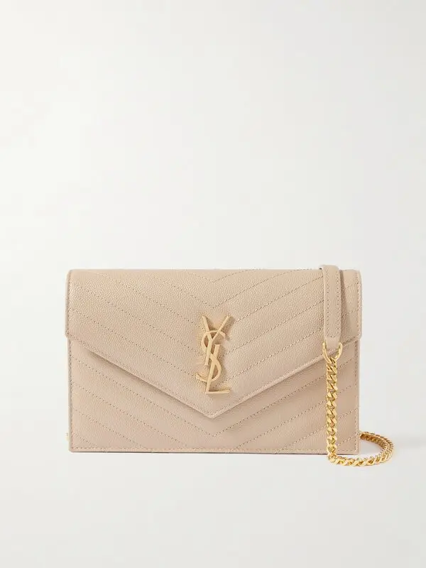 Saint Laurent Cassandre Matelassé Textured-leather Shoulder Bag - Neutrals