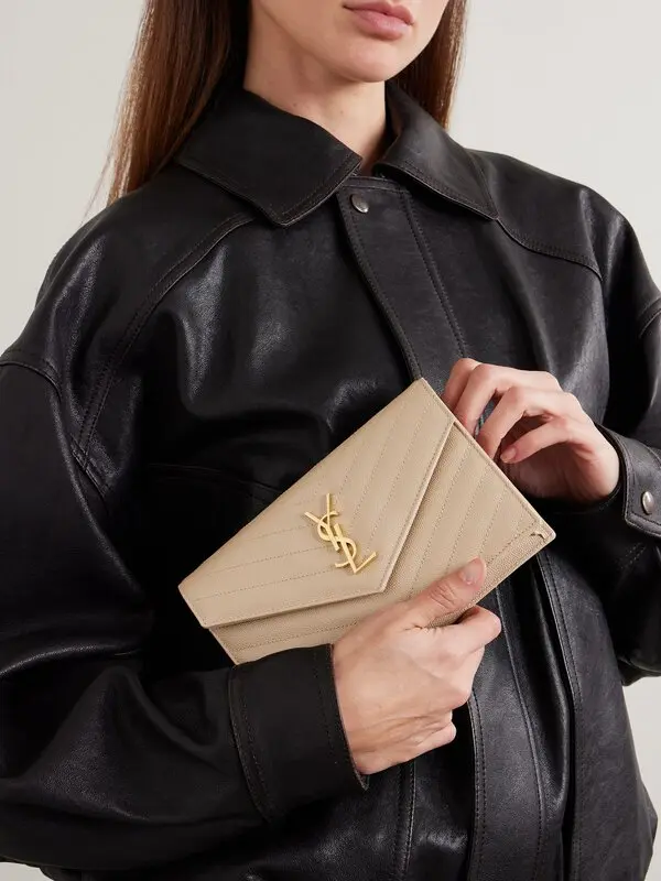 Saint Laurent Cassandre Matelassé Textured-leather Shoulder Bag - Neutrals