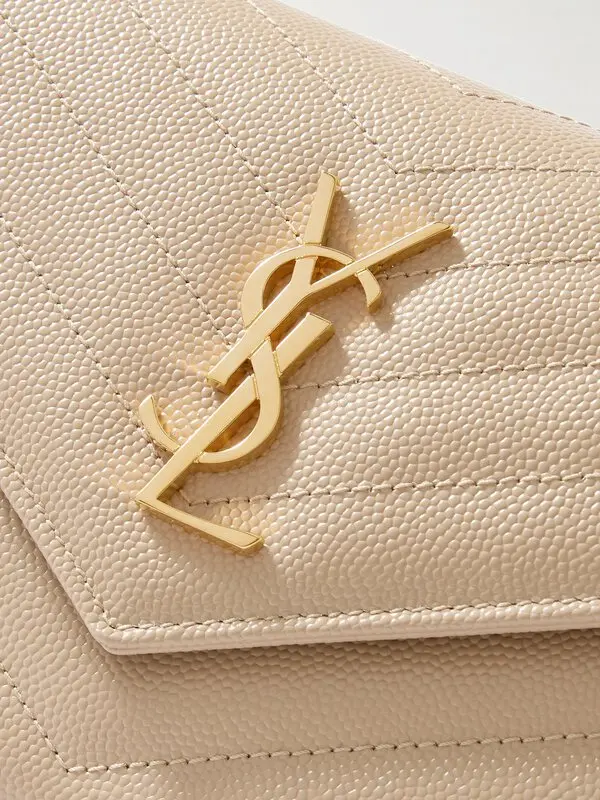 Saint Laurent Cassandre Matelassé Textured-leather Shoulder Bag - Neutrals