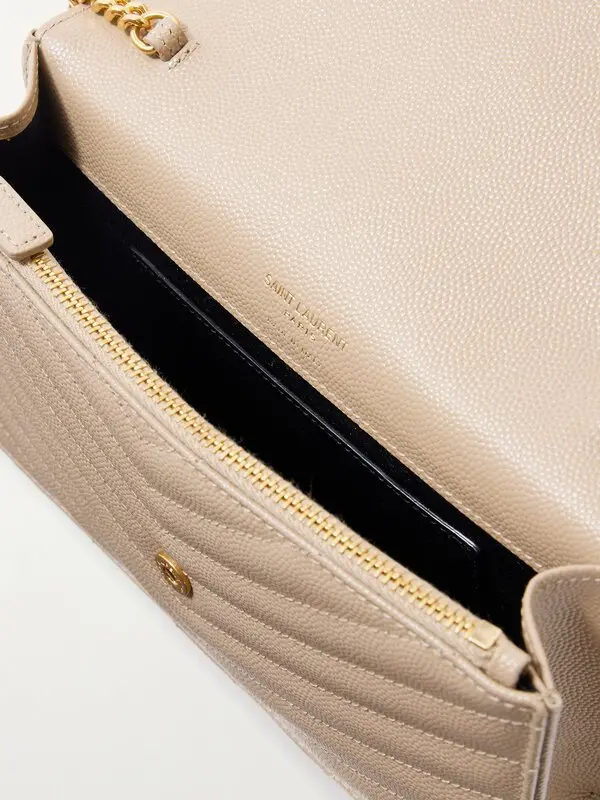 Saint Laurent Cassandre Matelassé Textured-leather Shoulder Bag - Neutrals