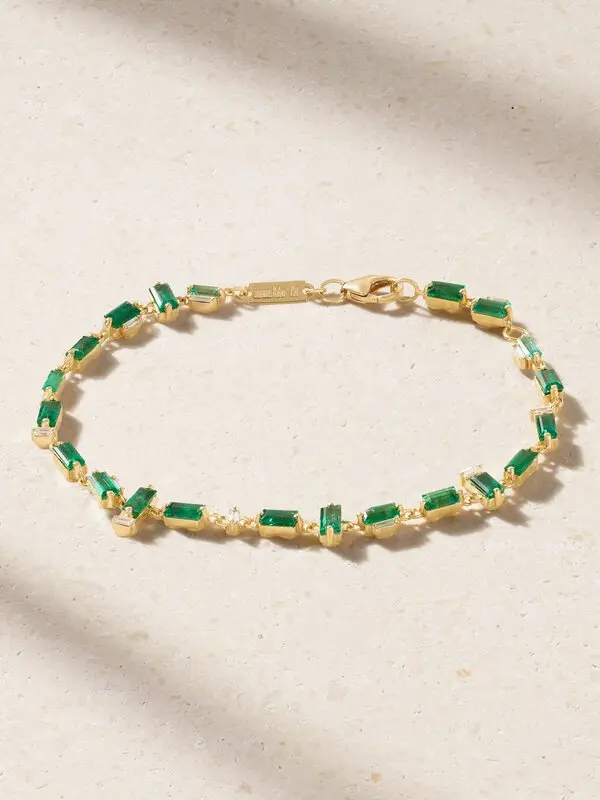 SUZANNE KALAN 18-karat Gold Emerald And Diamond Bracelet - Green