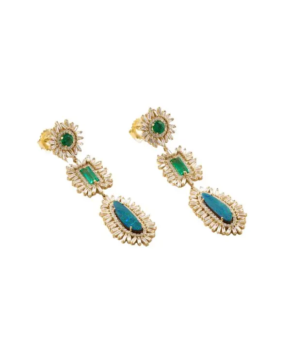 SUZANNE KALAN 18-karat Gold Multi-stone Dangle Earrings - Green