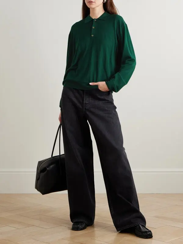 LA LIGNE Ben Oversized Silk, Wool, And Cashmere-blend Polo Sweater