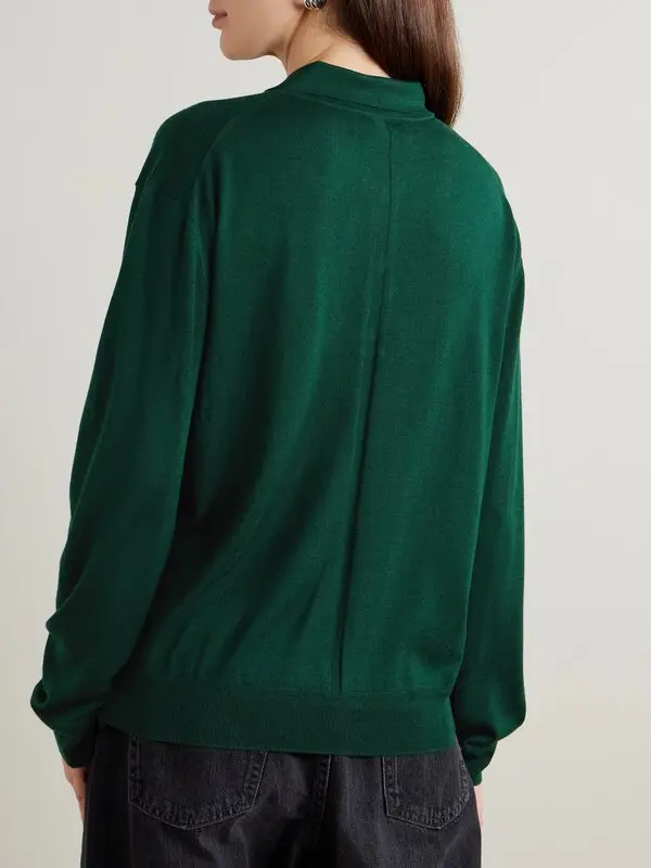 LA LIGNE Ben Oversized Silk, Wool, And Cashmere-blend Polo Sweater