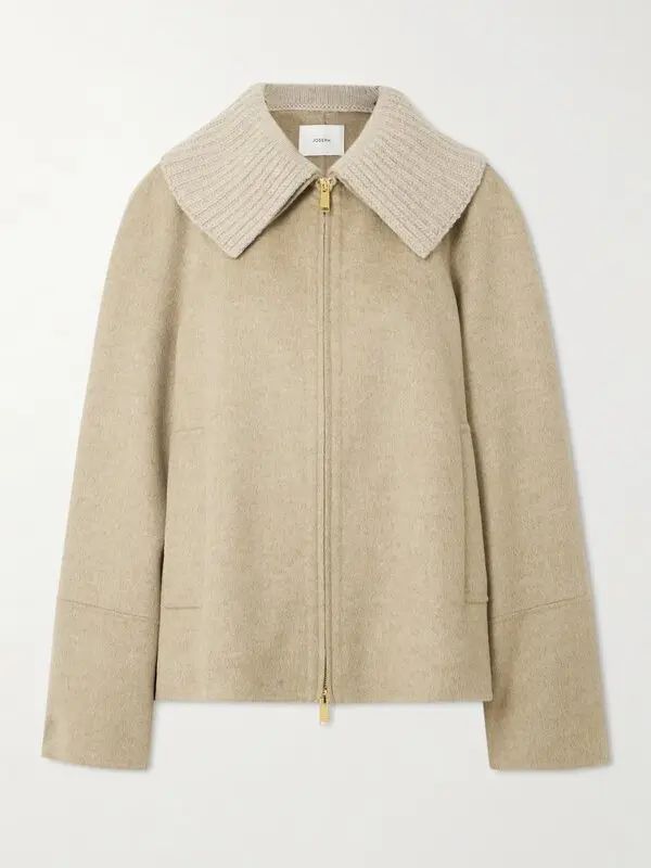 JOSEPH Ribbed-knit Trimmed Wool And Cashmere-blend Jacket