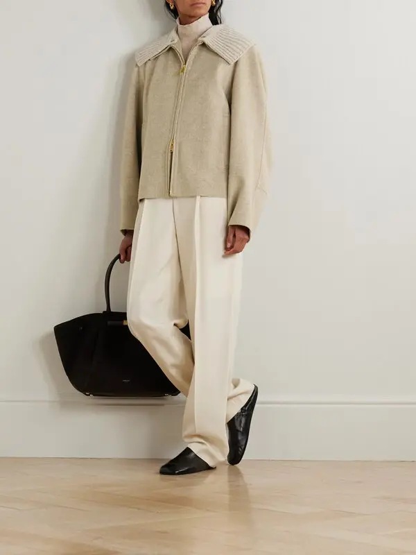 JOSEPH Ribbed-knit Trimmed Wool And Cashmere-blend Jacket