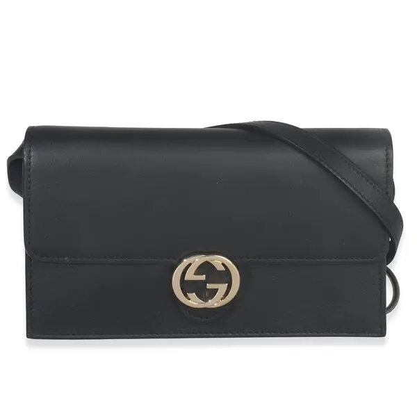 Gucci Smooth Calfskin Interlocking G Wallet On Strap