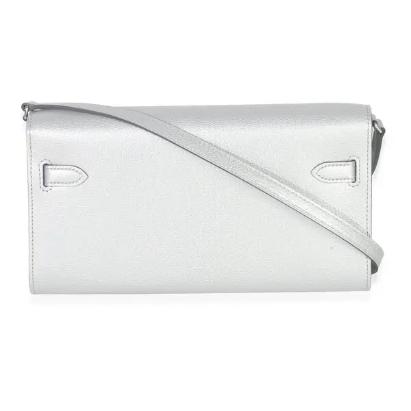 Hermès Argent Metallic Kelly Wallet To Go - Silver
