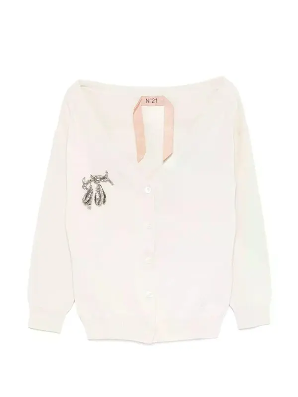 N°21 Embellished Knitted Cardigan - Neutrals