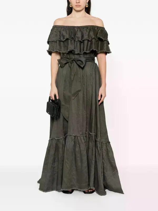 P.a.r.o.s.h Belted Maxi Dress - Grey