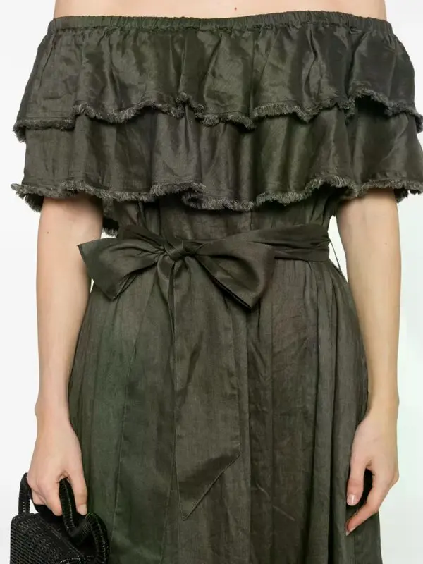 P.a.r.o.s.h Belted Maxi Dress - Grey