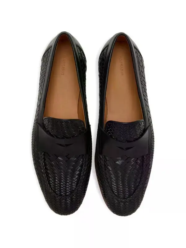 Magnanni Woven Penny Loafers - Black