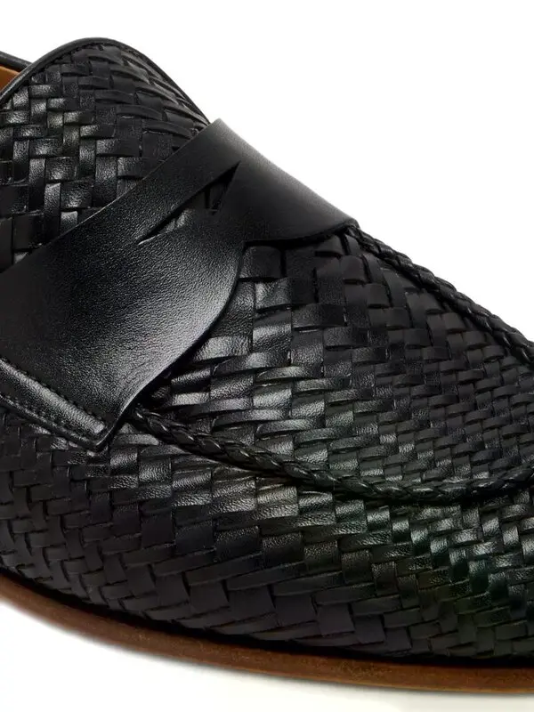 Magnanni Woven Penny Loafers - Black