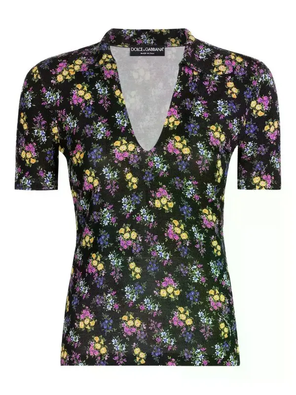 Dolce & Gabbana Floral Print T-shirt - Black