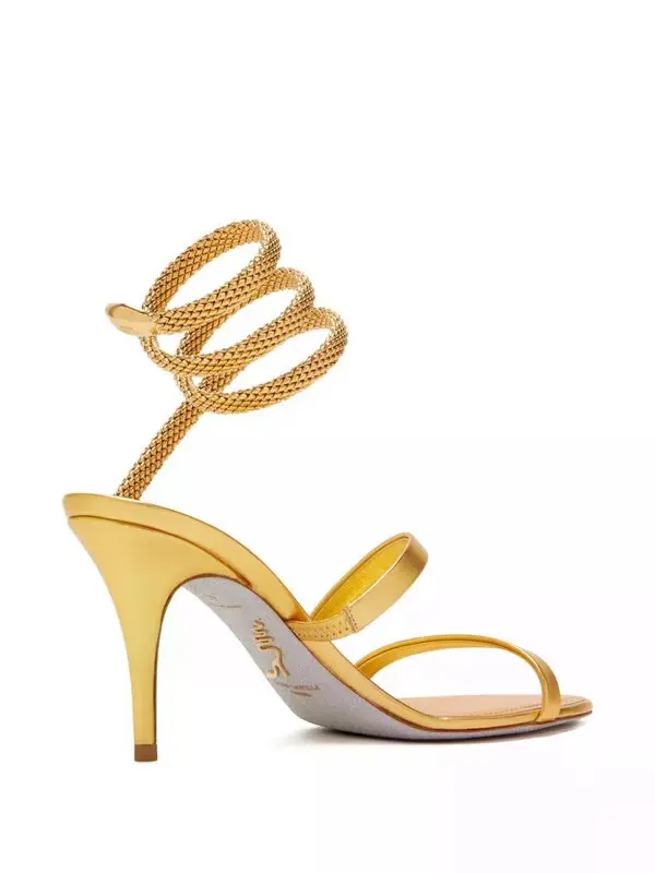 Rene Caovilla Cleo 80mm Heeled Sandals - Gold