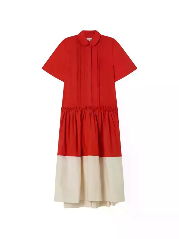 LEE MATHEWS Charlotte Pintuck Spliced Midi Dress
