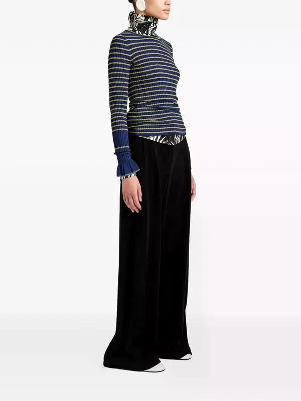 Proenza Schouler White Label Yasmine Striped Ruffled Sweater - Blue