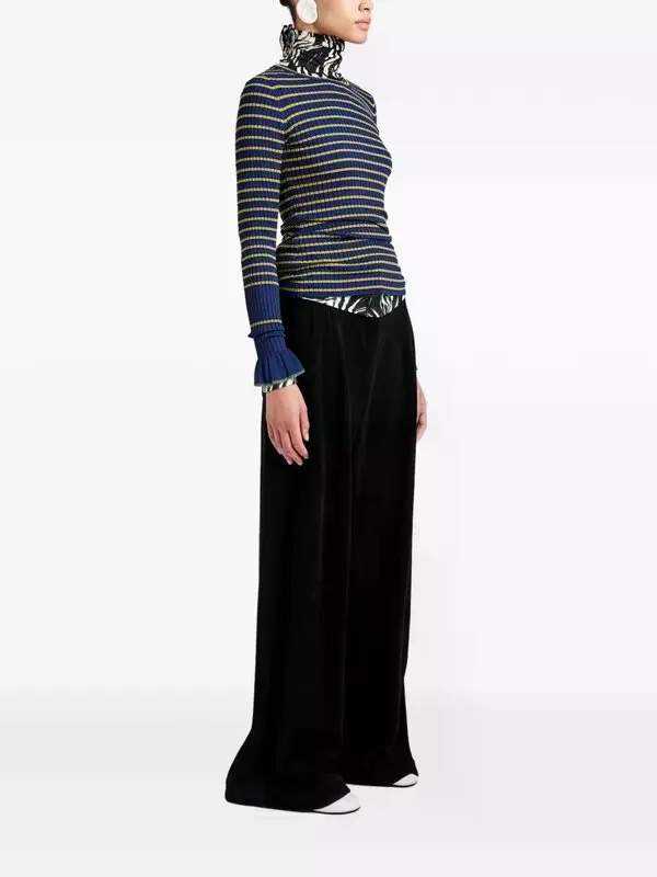 Proenza Schouler White Label Yasmine Striped Ruffled Sweater - Blue